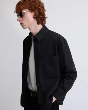 Saint Laurent Cassandre Overshirt In Cotton Linen Gabardine