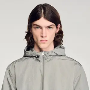 Sandro Technical Hooded Jacket - Aluminum