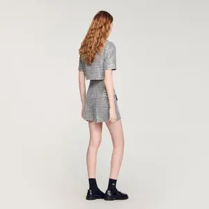 Sandro Sequin Houndstooth Tweed Shorts
