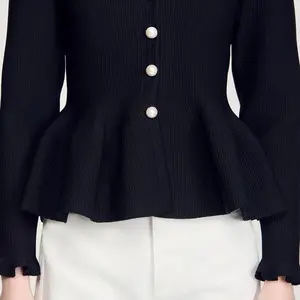 Sandro Textured Knit Peplum Cardigan