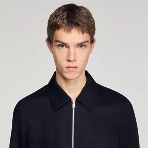 Sandro Loose-fit Zip-up Shirt - Black