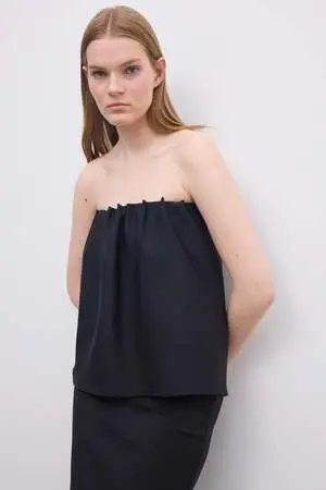 HOUSE OF DAGMAR Ruched Tube Top - Black