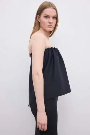 HOUSE OF DAGMAR Ruched Tube Top - Black