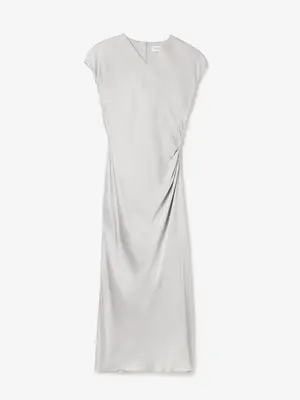 HOUSE OF DAGMAR Fluid V-neck Midi Dress - Silver