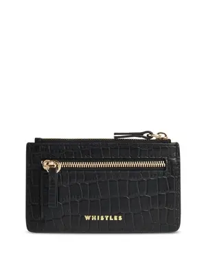 Whistles Croc Embossed Leather Card Holder