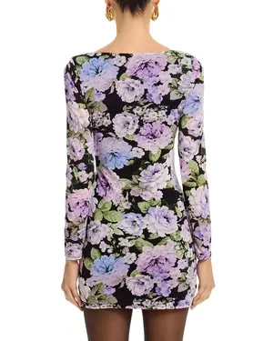 Aqua Bloom Cowl Neck Mini Dress
