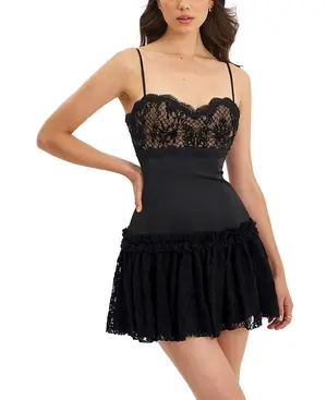 Black Lace Mini Cocktail Dresses