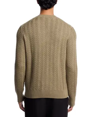 BOSS Hitalo Textured Crewneck Sweater - Open Brown