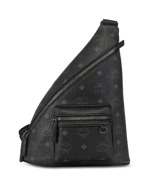 Mcm Aren Sling Bag In Visetos - Black