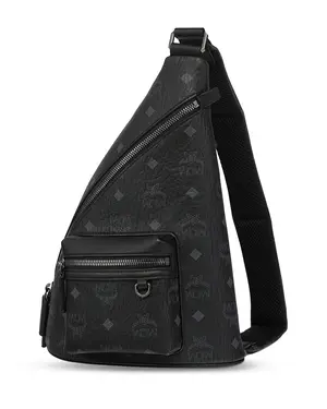 Mcm Aren Sling Bag In Visetos - Black