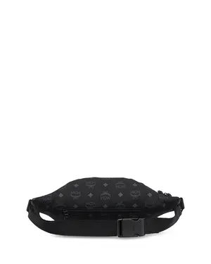 Mcm Fursten Belt Bag In Monogram Nylon - Black