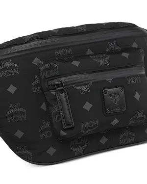 Mcm Fursten Belt Bag In Monogram Nylon - Black