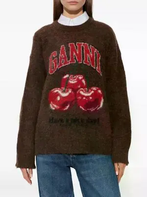 GANNI Graphic Sweater - Brown
