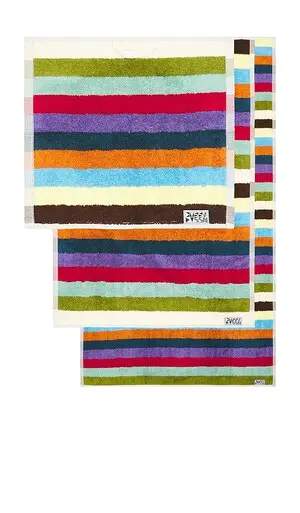 DUSEN DUSEN Set Of 3 Hummingbird Towels In Cream,green - Multi