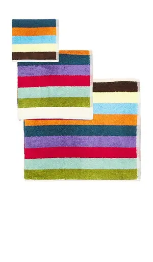 DUSEN DUSEN Set Of 3 Hummingbird Towels In Cream,green - Multi