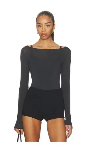 SKIMS Sheer Modal Long Sleeve Boat Neck T-shirt