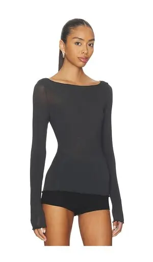 SKIMS Sheer Modal Long Sleeve Boat Neck T-shirt