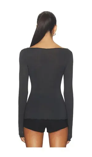 SKIMS Sheer Modal Long Sleeve Boat Neck T-shirt