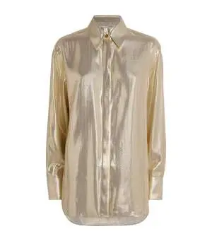 JOSEPH Silk-blend Lamé Capri Blouse