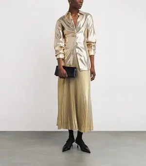 JOSEPH Silk-blend Lamé Capri Blouse