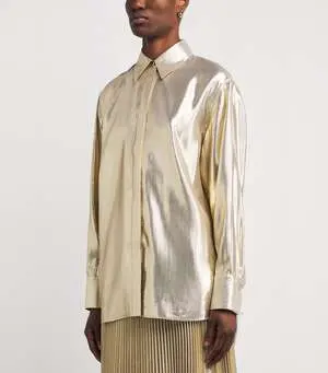 JOSEPH Silk-blend Lamé Capri Blouse