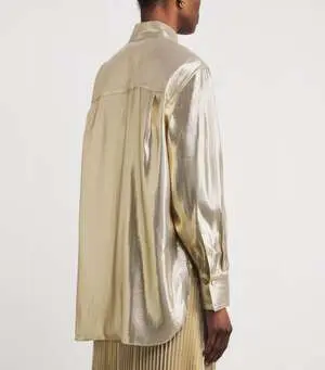 JOSEPH Silk-blend Lamé Capri Blouse