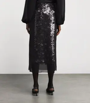 JOSEPH Chiffon Embellished Cambo Midi Skirt - Black