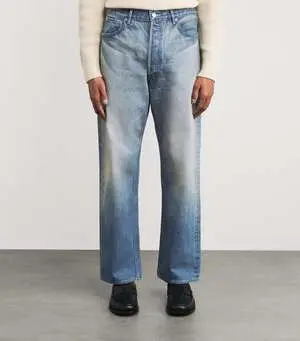 Auralee Faded Selvedge Wide-leg Jeans