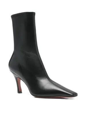 Amina Muaddi Jamie Leather Boots - Black