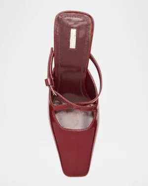 NODALETO Grace Patent Leather Mule Pumps - Wine