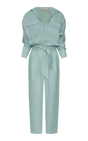 ANDRES OTALORA Lo Natural" Linen Jumpsuit - Light Blue