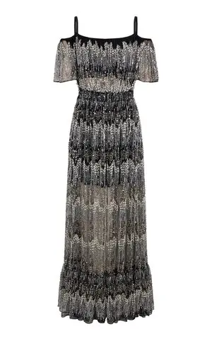 Rabanne Embroidered Tulle Maxi Dress - Black