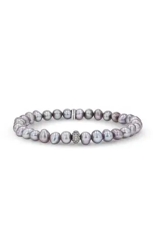 Sheryl Lowe Sterling Pearl And Diamond Bracelet