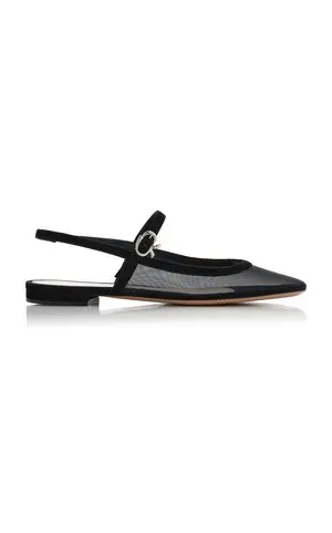 GIANVITO ROSSI Mesh Slingback Flats - Black