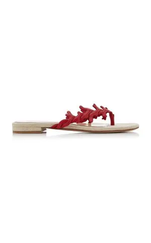 GIANVITO ROSSI Leather Thong Sandals - Red