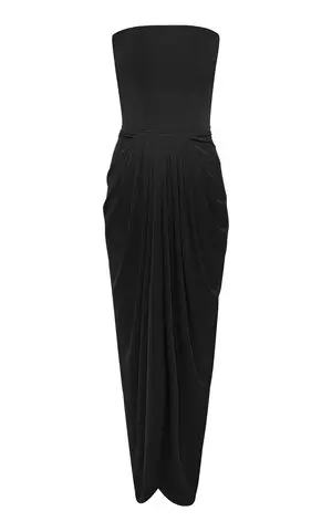 ANDRES OTALORA Strapless Draped Midi Dress - Black