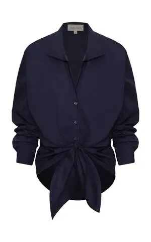 ANDRES OTALORA Dalila Tie-front Blouse - Navy