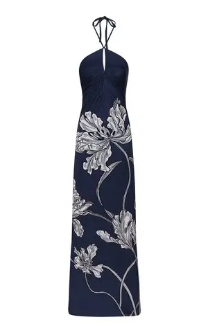 ANDRES OTALORA Halterneck Floral Maxi Dress