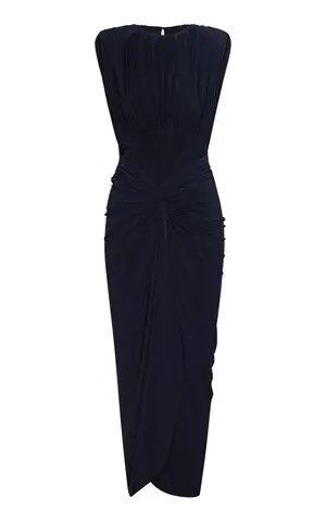 ANDRES OTALORA Zambea Draped Midi Dress - Navy