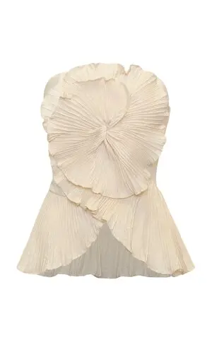 ANDRES OTALORA Imara Pleated Linen Top - Ivory