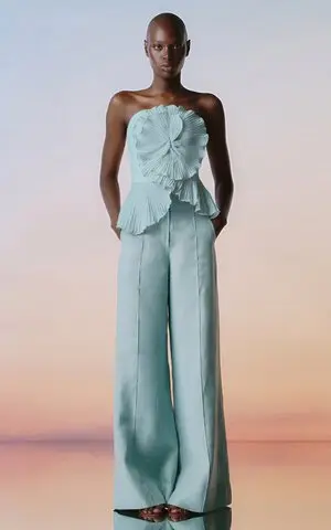 ANDRES OTALORA Imara Pleated Linen Top