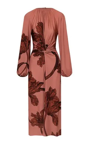 ANDRES OTALORA Llamado Por Ti Floral Jersey Midi Dress - Pink