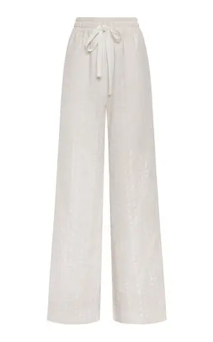 ANDRES OTALORA Tamu Mia Mid-rise Cotton-jacquard Wide-leg Pants - Ivory