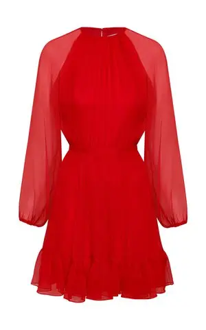 ANDRES OTALORA Raices Antiguas Ruffled Silk-chiffon Mini Dress - Red