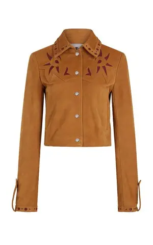 Rabanne Inlay-detailed Nubuck Leather Jacket - Neutral