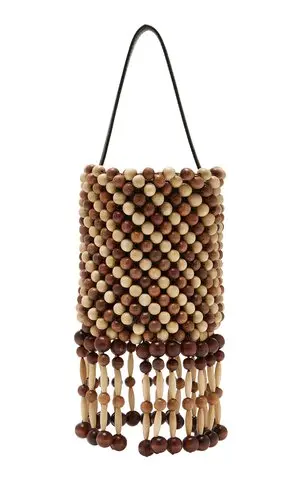 Rabanne Beaded Wood Shoulder Bag - Brown