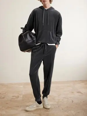 TOM FORD Cotton-blend Velour Hoodie - Gray