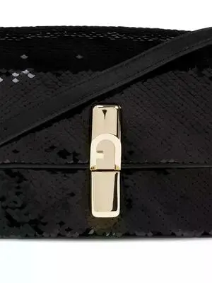 Furla Iride Sequin Embellished Turn-lock Shoulder Bag - Black