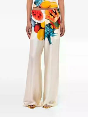 DONDE ESTEBAN Fruit-print Trousers - Neutrals