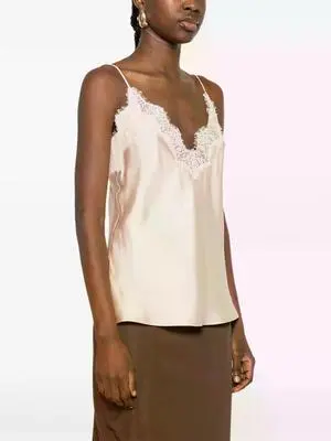 RÓHE Lace-trim Silk Top - Pink